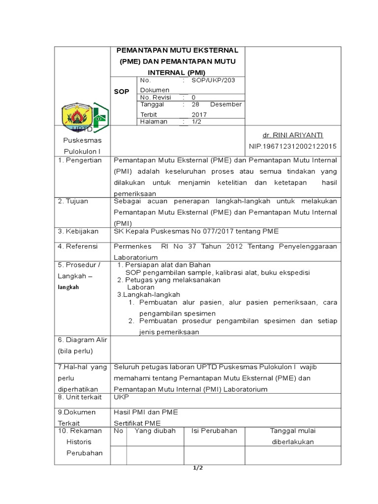 Sop Pmi Dan Pme | PDF