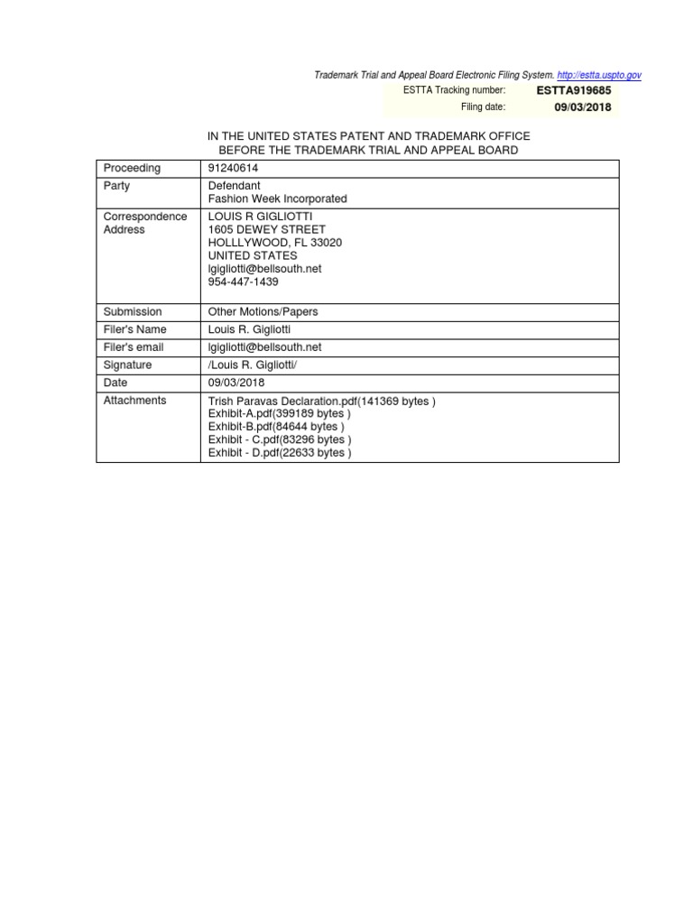 Paravas Declaration - TTAB | PDF | Property Law | Business Law