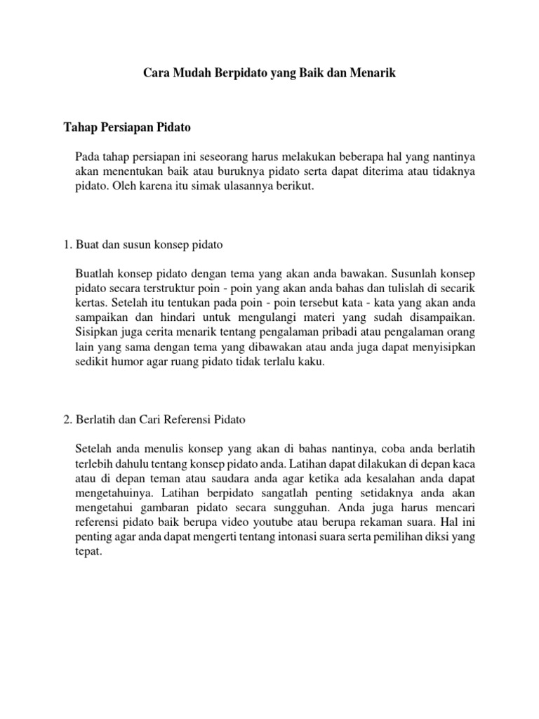 Cara Mudah Berpidato Yang Baik Dan Menarik | PDF