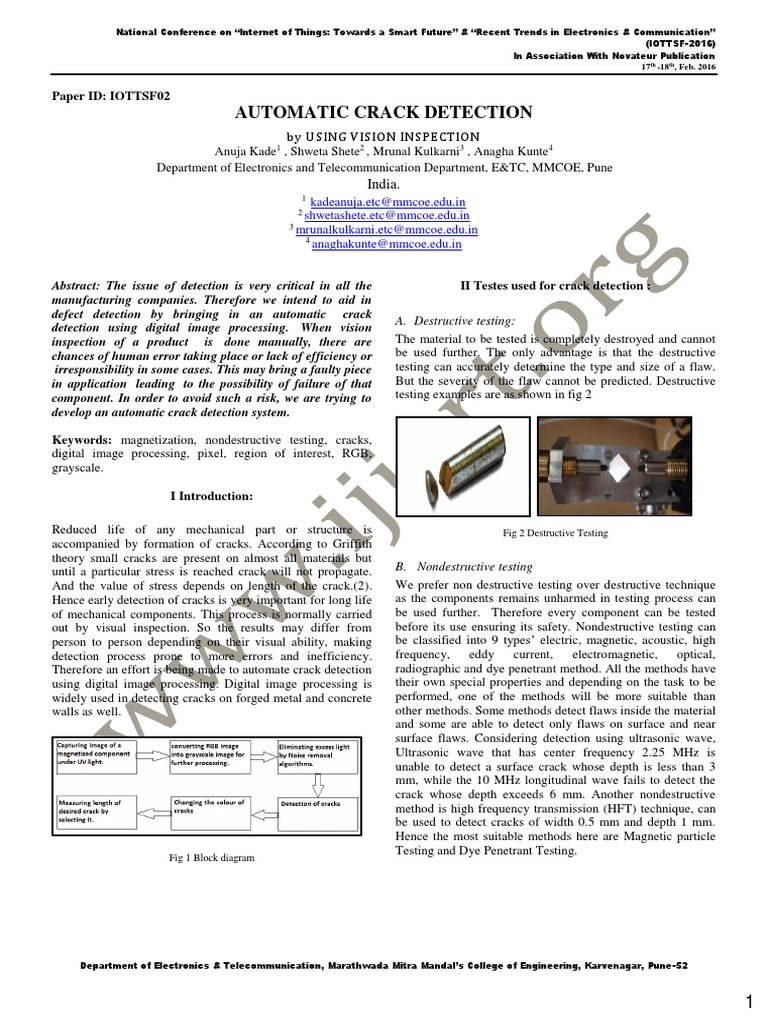 Automatic Crack Detection | PDF | Nondestructive Testing ...