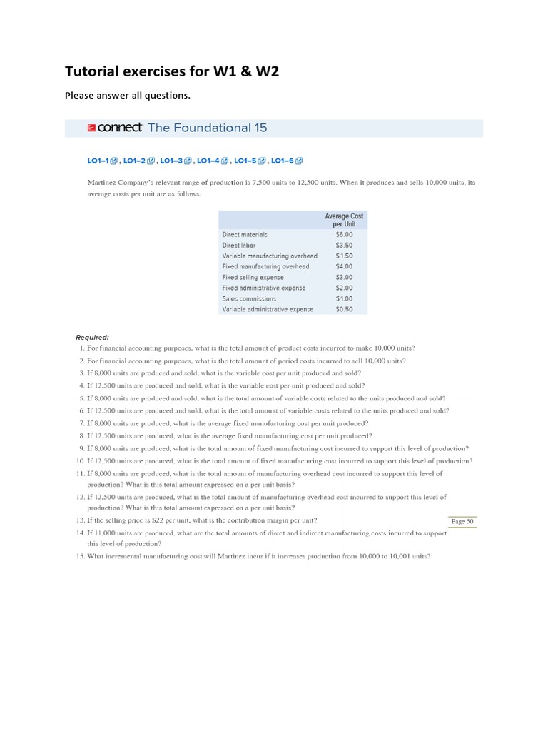 Tutorial Exercises For W1 & W2: Please Answer All Questions | PDF