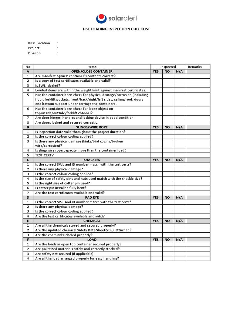 Draft Offshore Checklist | PDF