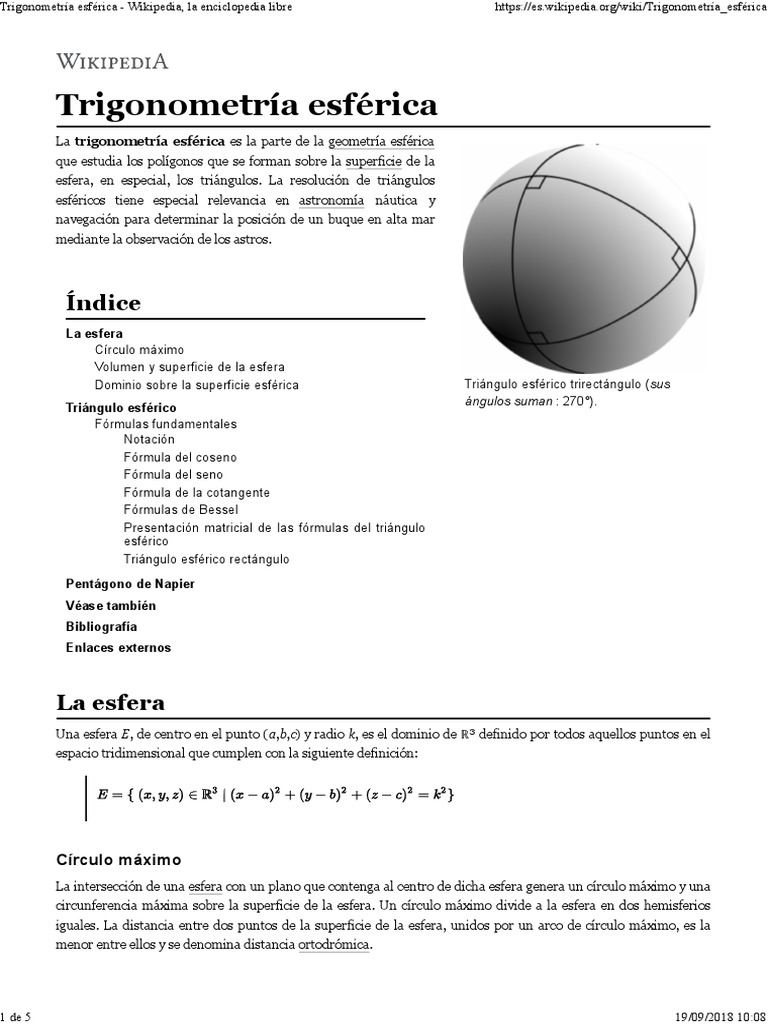 Trigonometría Esférica | PDF | Geometría Elemental | Geometría del ...