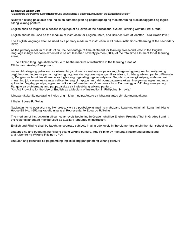 Executive Order 210 | PDF