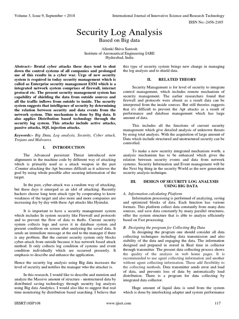 Security Log Analysis Based On Big Data | Download Free PDF | Computer ...