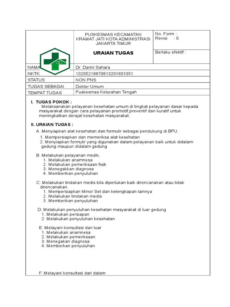 Uraian Tugas DR Darini | PDF