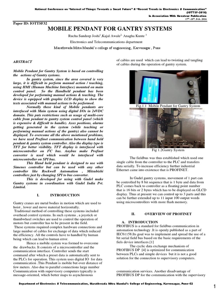 Mobile Pendant For Gantry Systems | PDF | Telecommunication | Input/Output