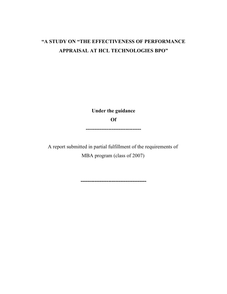Performance Appraisal at HCL Technologies | Download Free PDF ...