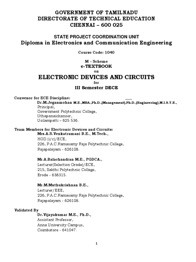 Electronic Devices & Circuits PDF | PDF | Bipolar Junction Transistor | Rectifier