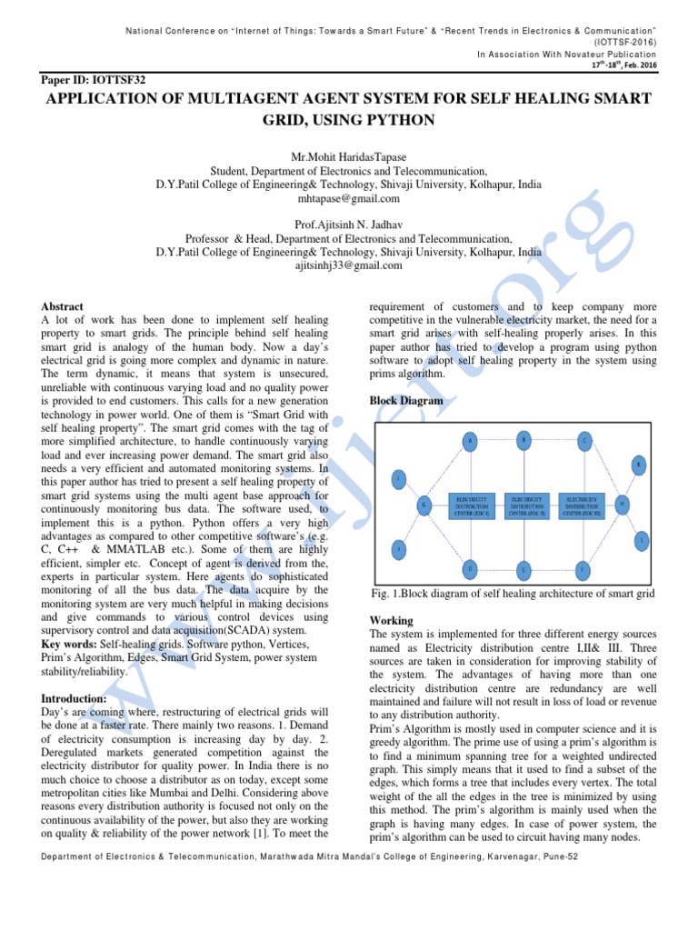 Application of Multiagent Agent System For Self Healing Smart Grid, Using Python | PDF | Smart ...