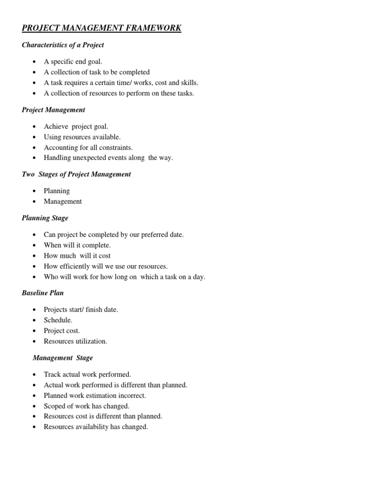 Project Management Framework Overview | PDF
