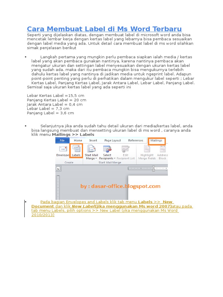 Cara Membuat Label Di Ms Word Terbaru | PDF