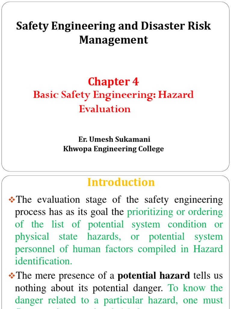 4.0 Basic of Safety Engineering Hazard Evaluation | Hazards | Risk