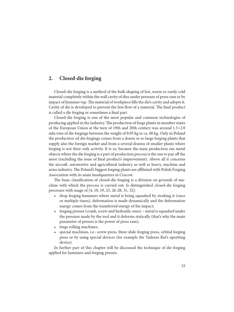 Closed Die Forging Reading Material | PDF | Forging | Rolling (Metalworking)