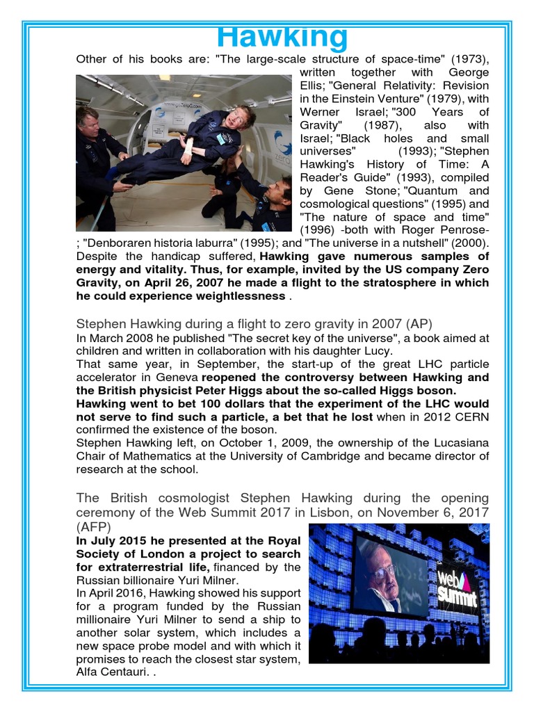 Hawking: Stephen Hawking During A Flight To Zero Gravity in 2007 (AP ...