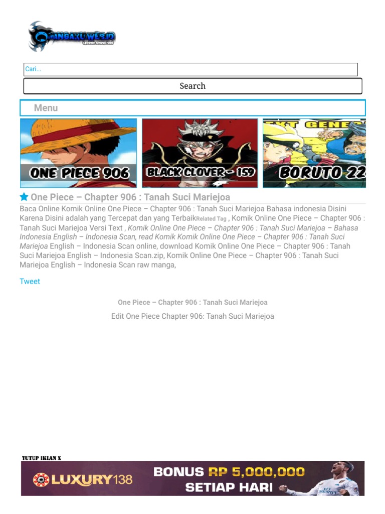 A Journey to the Holy Land: One Piece Chapter 906 Summary | PDF