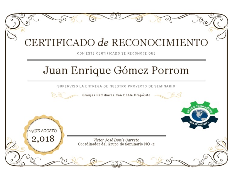 Certificado de Reconocimiento | PDF