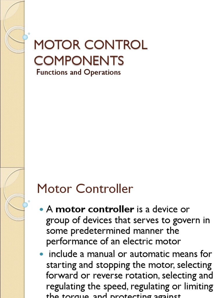 Motor Control Components Overview | PDF | Switch | Relay