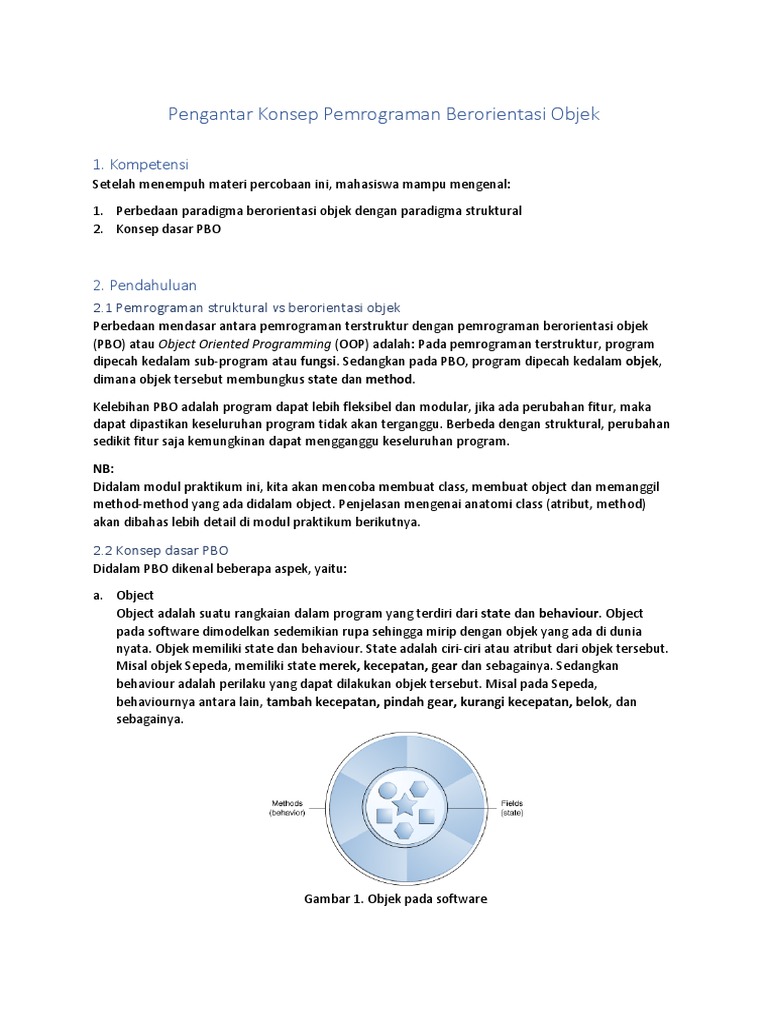Jobsheet-01-Pengantar Konsep PBO PDF | PDF