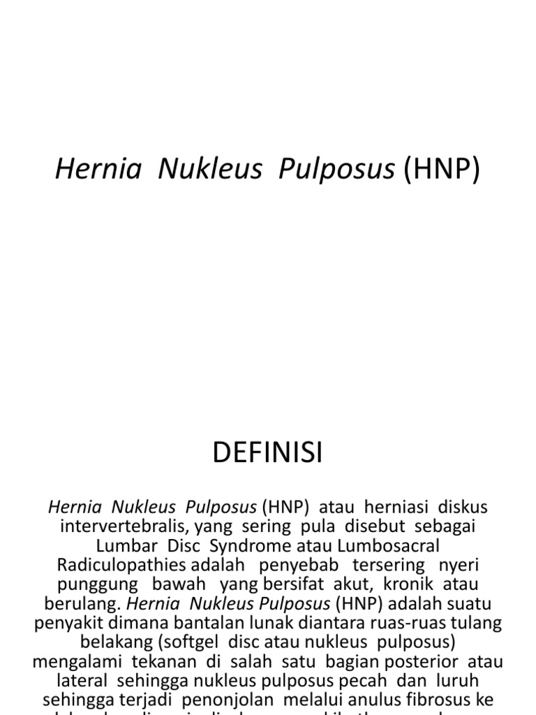 Hernia Nukleus Pulposus (HNP) | PDF