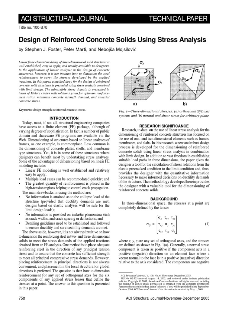 Design of Concrete With Stress Tensor | PDF | Stress–Strain Analysis ...