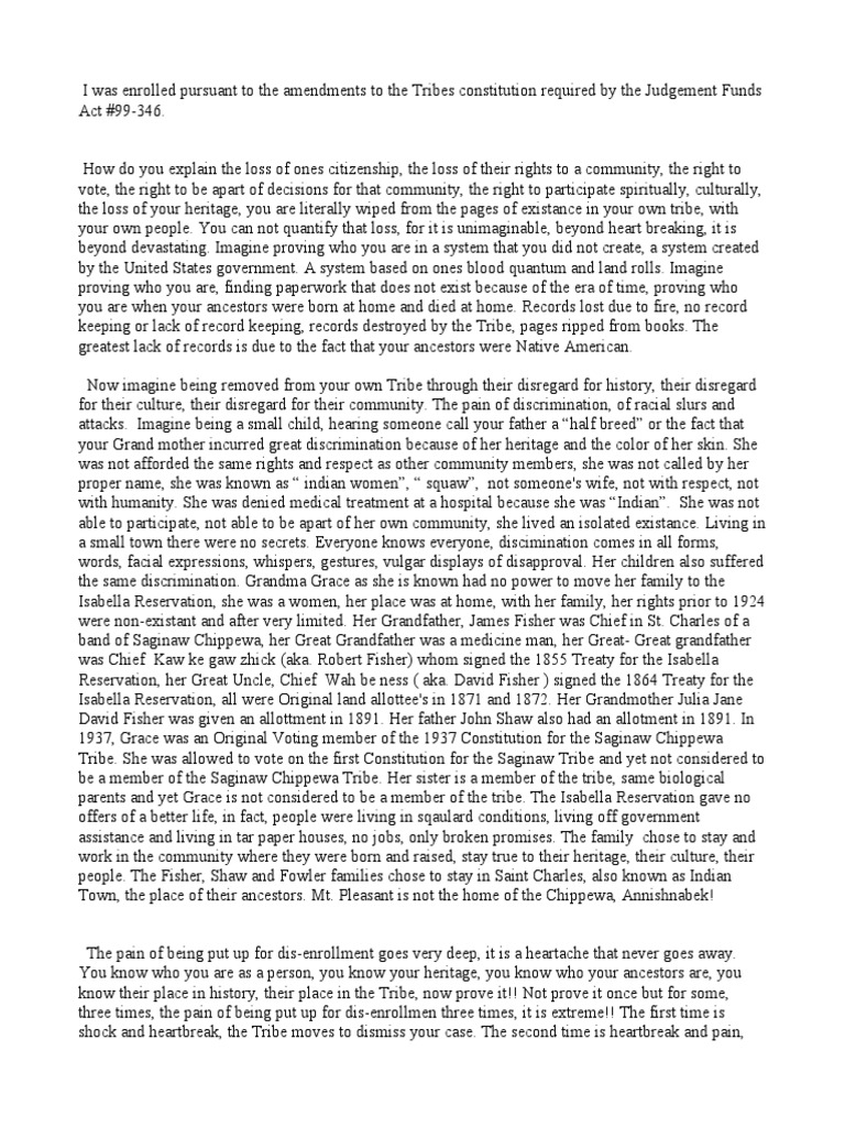 Disenrolled Saginaw Chippewa Member's Last Writings | PDF | Indigenous ...