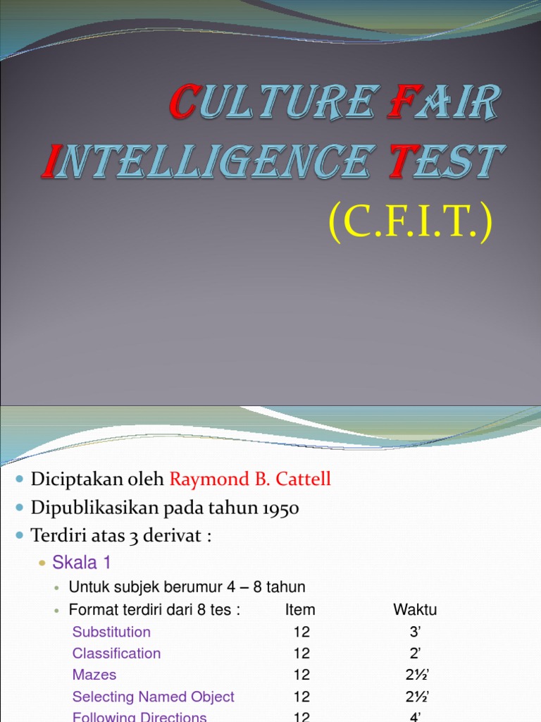 Culture Fair Intelligence Test | PDF