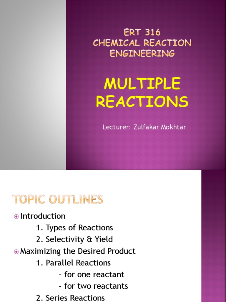 1.multiple Reactions | PDF | Chemical Reactions | Chemical Reactor