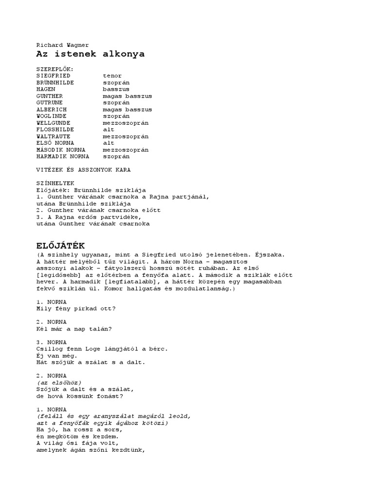 Wagner Az Istenek Alkonya Blum | PDF