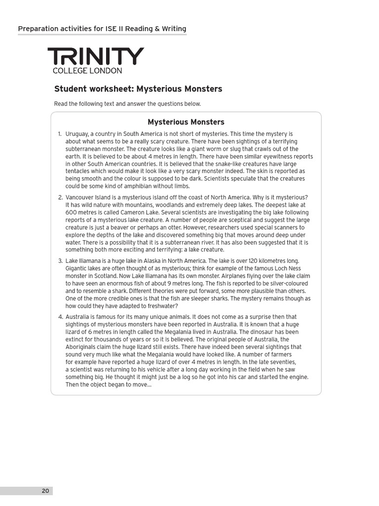 Multi-Text Reading. Mysterious Monsters | PDF | Nature