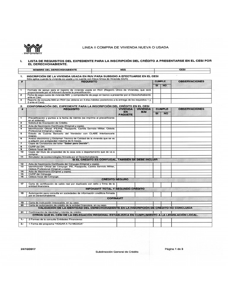Check List Infonavit