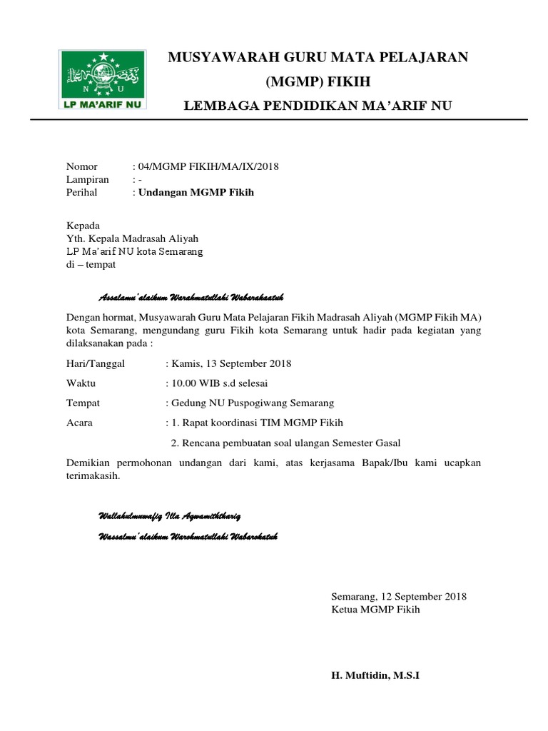 Undangan MGMP | PDF