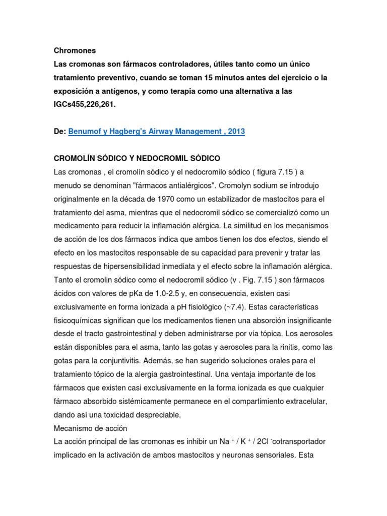 Mecanismo y usos de las cromonas | PDF | Alergia | Asma