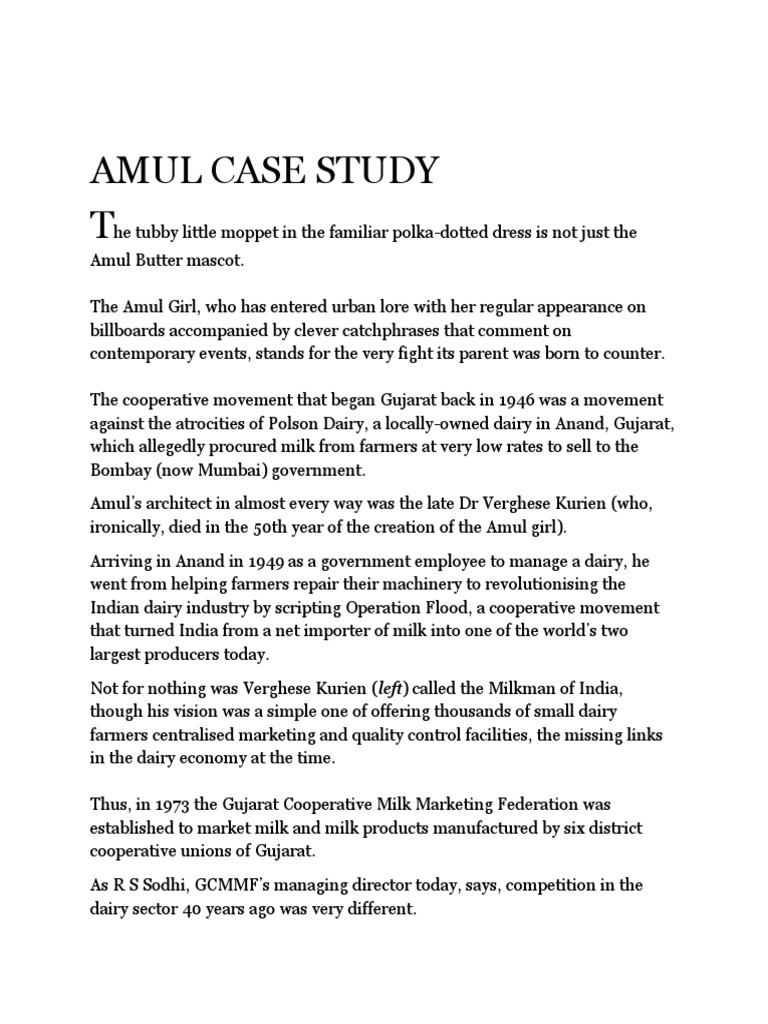Amul Case Study T | PDF | Dairy | Economies