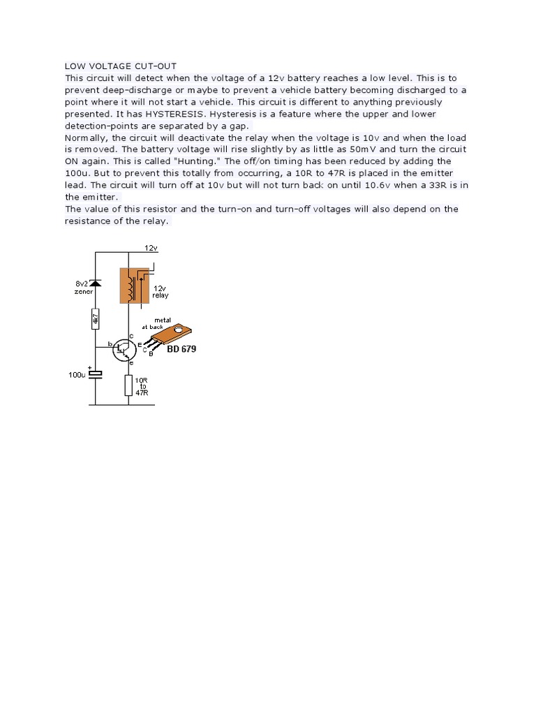 LV Cut Off Circuit | PDF