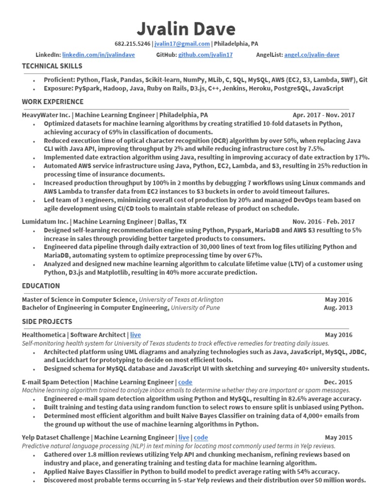 Jvalin Dave Resume | PDF