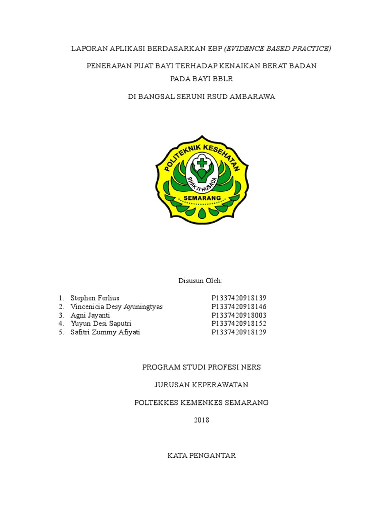 Laporan Aplikasi Berdasarkan Ebp | PDF