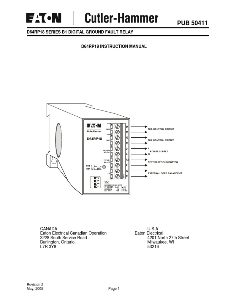 D64Rp18 Series B1 Digital Ground Fault Relay D64Rp18 Instruction Manual ...