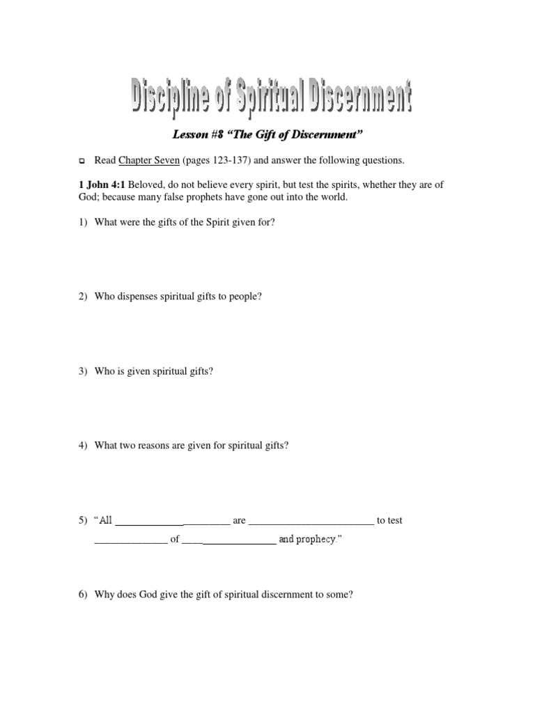 Discipline of Spiritual Discernment 8 PDF | PDF | Career & Growth ...