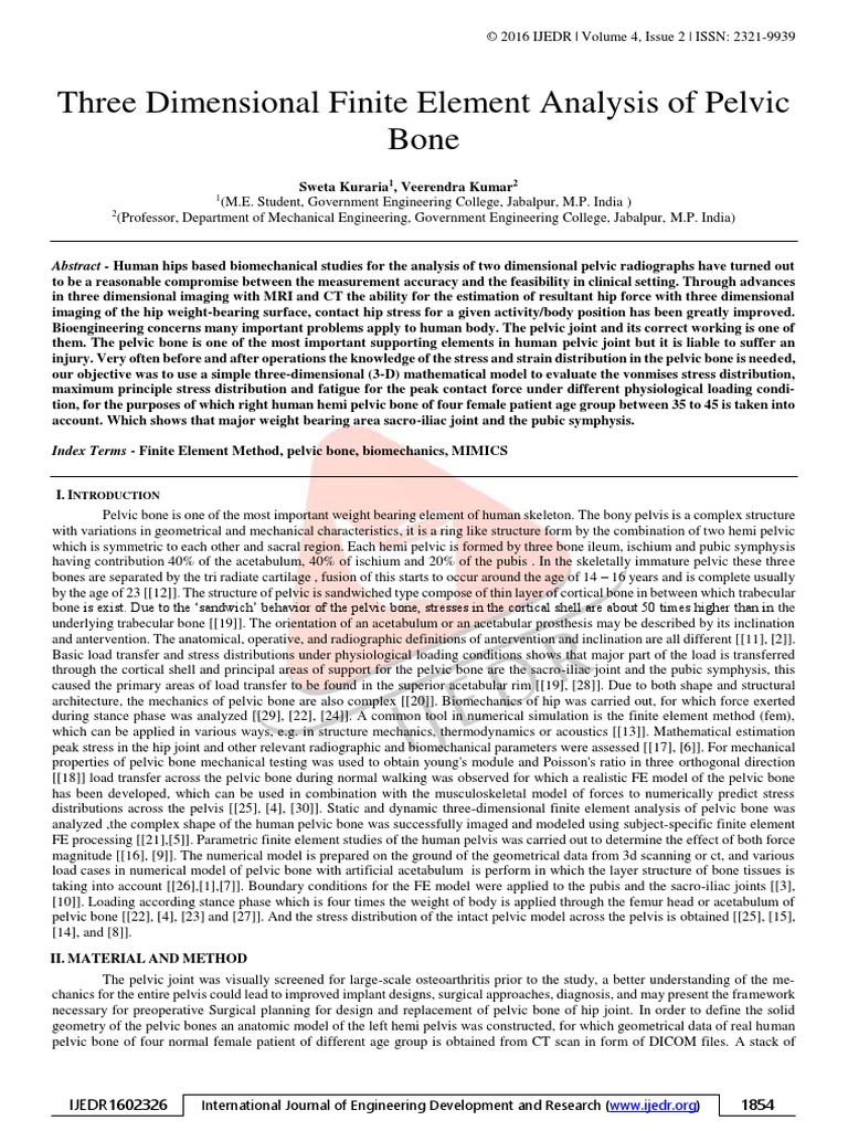 Three Dimensional Finite Element Analysis of Pelvic Bone | Download Free PDF | Ct Scan | Pelvis