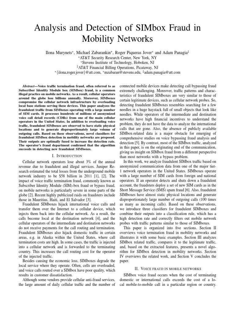 TD 101254 Analysis Detection SIMBox | PDF | Support Vector Machine | Statistical Classification