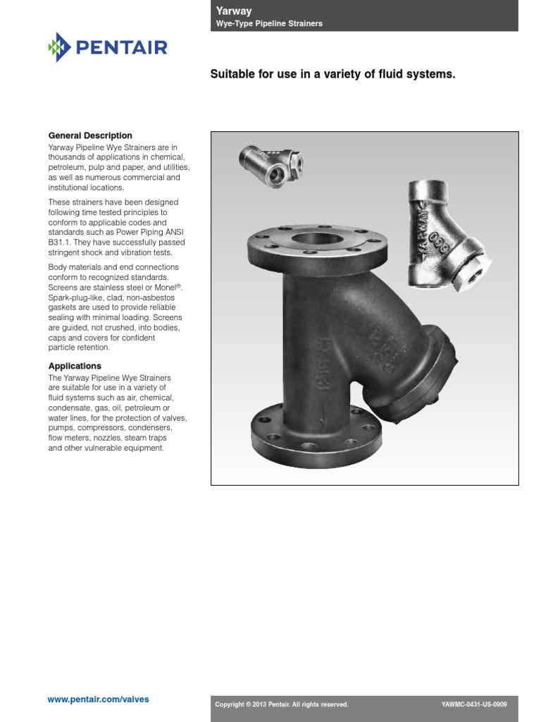Yarway Wye Type Pipeline Strainers | PDF | Reynolds Number | Fluid Dynamics