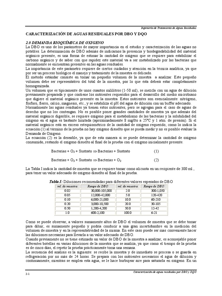 Cinética de DBO PDF | PDF