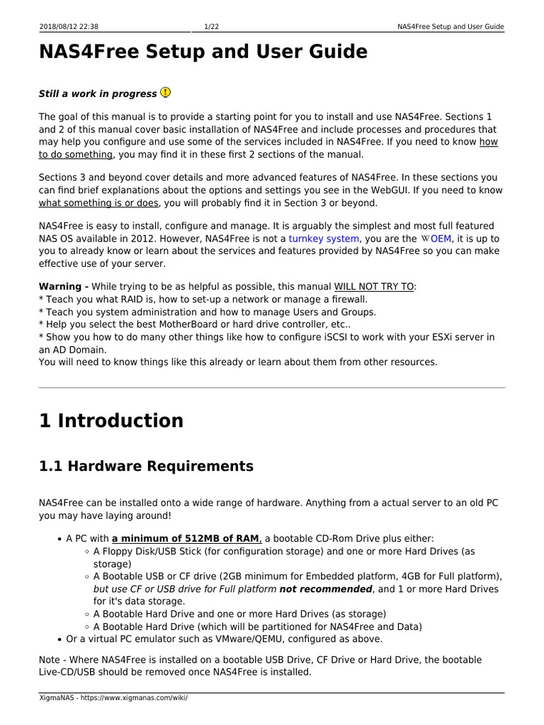 Nas4free Setup and User Guide | PDF | Booting | Usb Flash Drive