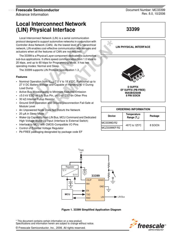 MCZ33399 Freescale Semiconductor | PDF | Microcontroller | Power Supply