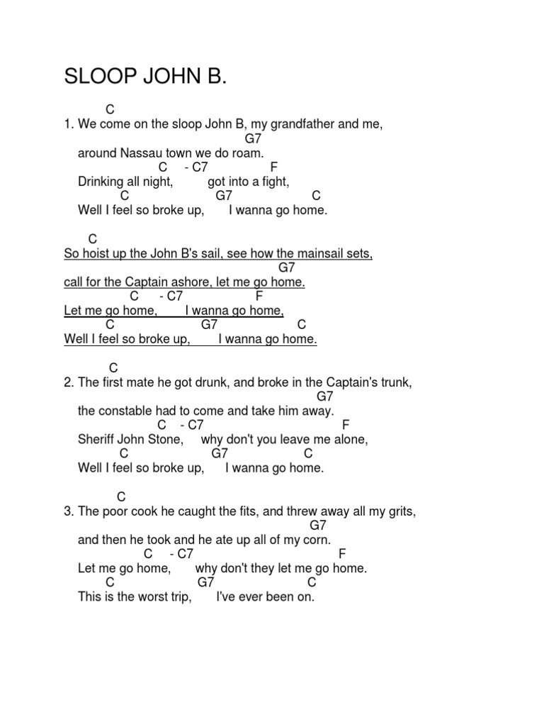 Sloop John B Lyrics and Chords | PDF