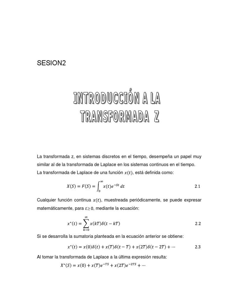 Sesión N°2 - Transformada Z | PDF | Ecuaciones | Función (Matemáticas)