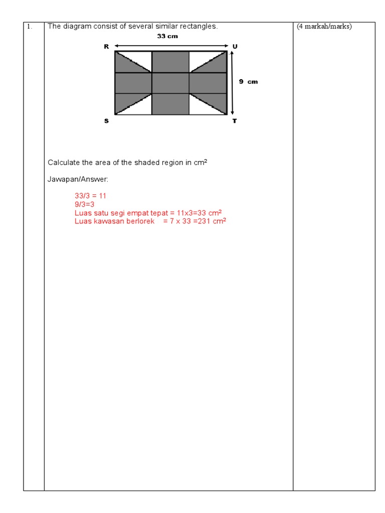 The Diagram Consist of Several Similar Rectangles. (4 Markah/marks ...