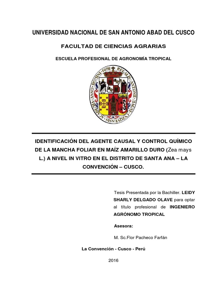 Identificación Del Agente Causal y Control Químico | PDF | Raíz | Maíz