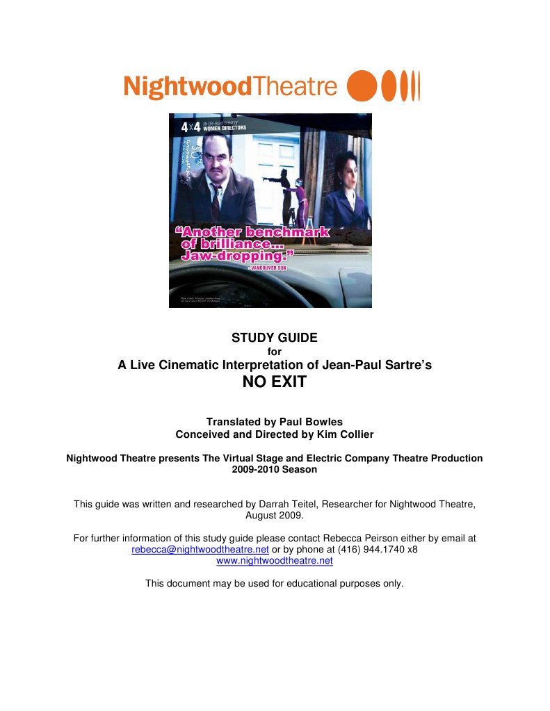 No Exit Study Guide | PDF | Jean Paul Sartre | Existentialism